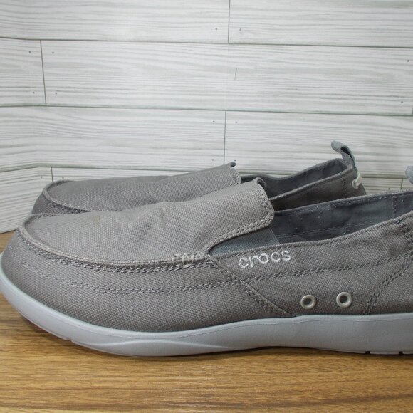 CROCS | Shoes | Crocs Walu 127 Mens Size 15 Gray Canvas Slipon Shoes ...